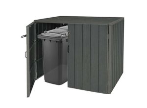 4057651498959 - XL 2er- 4er-WPC-Mülltonnenverkleidung MCW-J28 Premium Mülltonnenbox Metall Holzoptik erweiterbar ~ grau