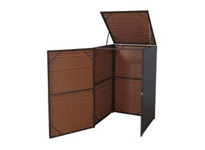 4057651542867 - Mülltonnenverkleidung MCW-E25 Mülltonnenbox Mülltonnenabdeckung Poly-Rattan 120l ~ braun