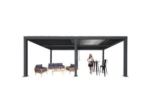 4057651570532 - Pergola MCW-L46 Gartenpavillon Lamellen-Pavillon 10cm-Aluminium-Gestell Regenrinne sturmfest 3x6m ~ anthrazit