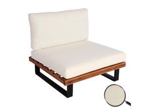 4057651808451 - Lounge-Sessel MCW-H54 Garten-Sessel Spun Poly Akazie Holz MVG-zertifiziert Aluminium ~ braun Polster cremeweiß