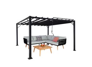 4057651571683 - Pergola MCW-L40 Garten Lamellen-Pavillon Terrassenüberdachung 8cm-Alu-Gestell Stoff Textil 3x3m anthrazit
