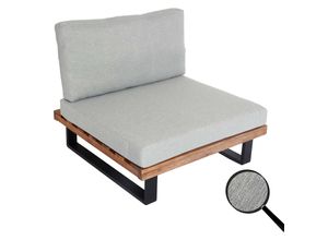 4057651820972 - Lounge-Sessel MCW-H54 Garten-Sessel Spun Poly Akazie Holz MVG-zertifiziert Aluminium ~ hellbraun Polster hellgrau