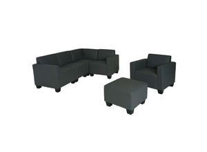 4057651498706 - Modular Sofa-System Couch-Garnitur Lyon 4-1-1 Kunstleder ~ dunkelgrau