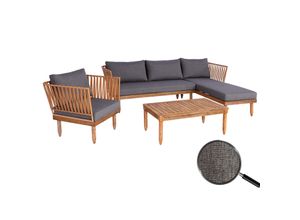4057651565972 - Garten-Garnitur MCW-L29 Garnitur Sitzgruppe Lounge-Set Sofa Akazie Holz MVG-zertifiziert ~ dunkelgrau