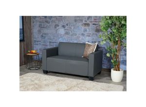 4057651497662 - 2er Sofa Couch Moncalieri Loungesofa Kunstleder ~ dunkelgrau