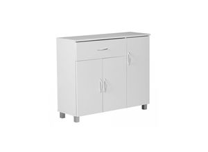 4251745764597 - Sideboard-Kommode Modernes Design 3 Türen eine Schublade Aluminium-Griffe Spanplatte Kunststoff 90x75x30 cm