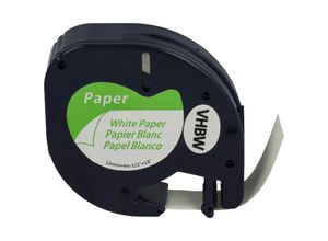 4068201283369 - Schriftband-Kassette Papier kompatibel mit Dymo LetraTag QX50 xr Plus LT-100T xm Etiketten-Drucker 12mm Schwarz auf Weiß Papier - Vhbw