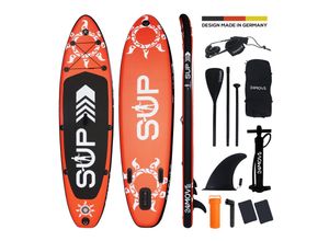 4099799000151 - 24MOVE® Standup Paddle Board SUP inkl umfangreichem Zubehör Paddel und Hochdruckpumpe ROT 305x76x15cm