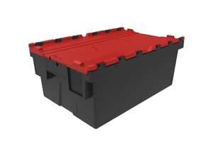 5051143000049 - Mehrweg-Stapelbehälter LxBxH 600 x 400 x 250 mm VE 5 Stk schwarz Deckel rot