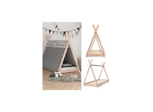 4251421943346 - VITALISPA Kinderbett TIPI Indianer Bett Kinderhaus Holz Hausbett 90x200cm Natur