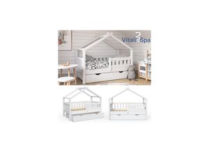 4251421944282 - Vitalispa - Kinderbett Design 140x70cm Weiß mit Gästebett und Rausfallschutz