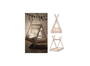 4251421943308 - VITALISPA Kinderbett TIPI Indianer Bett Kinderhaus Holz Hausbett 80x160cm Natur