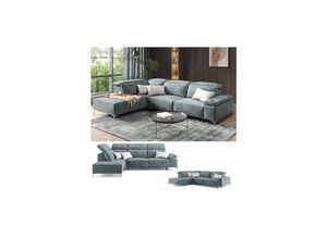 4066731227808 - Ecksofa Loungesofa Boxspringsofa James Grau Relaxfunktion 218x86 cm modern Wohnzimmer Sofa Wohnzimmercouch Loungeecke Polstereckcouch Taschenfederkern USB-Anschluss Fußteil ausfahrbar