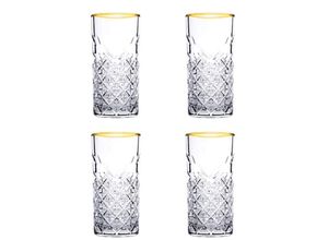 4252021382016 - Timeless Raki Gold 180cc 4er Cocktailglas 450ml Golden Touch Gläser-Set