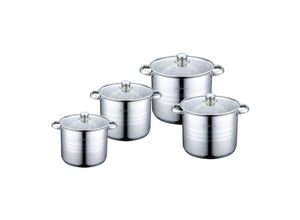 4255698211092 - Cheffinger - 8 tlg Edelstahl Kochgeschirr Induktion Kochtopf Topfset Deckel Topf 16 18 20 22cm