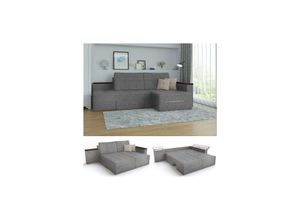 4260486836524 - Ecksofa mit Schlaffunktion 240 x 160 cm Grau - Eckcouch Sofa Couch Schlafsofa Taschenfederkern