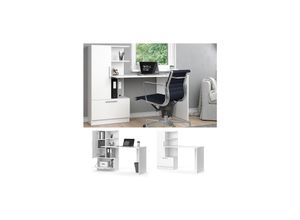 4066731230051 - Arbeitstisch Schreibtisch Bürotisch Tomy Weiß 150x120 modern Computertisch PC-Tisch Arbeitszimmer Homeoffice Büromöbel Computermöbel Schrankschublade Schranktür Regalanbau