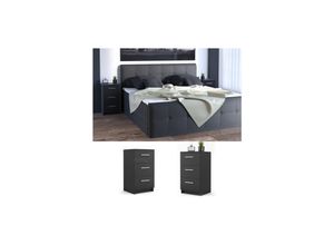 4251421920415 - VICCO Nachtkommode Boxspringbett Nachtschrank Nachttisch Kommode Schrank schwarz