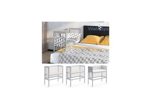 4251421942608 - VITALISPA Beistellbett SOPHIE Grau Babybett Stillbett Stubenbett Nestchen Boxspringbett