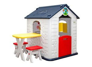 4057216042306 - Littletom - Kinder Spielhaus ab 1 - Garten Kinderhaus mit Tisch - Kinderspielhaus Kunststoff - weiss