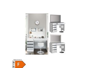 4066731017775 - Schminktisch Sherry weiß hochglanz Frisiertisch LED Spiegel 5 Schubladen Kommode Hocker Vicco