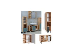 4066731041688 - Badmöbelset Waschtischunter 80cm Spiegelschrank Midischrank kl Tür Fynn