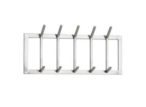 4251757708107 - Wandgarderobe Metall Silber 65x30x10 cm Design Flurgarderobe Stahl Hakenleiste Wandpaneel Garderobe Wand Garderobenleiste Flur - Finebuy