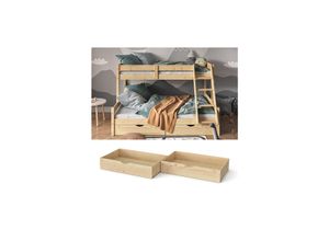 4066731227303 - VitaliSpa Bettschublade Schubladenbett Aufbewahrung Everest Natur 98x20 modern Rollschublade Kinderzimmer Bett Zubehör Spielzeug Ablage Kiefer Massivholz Kinderbett Spielturmbett