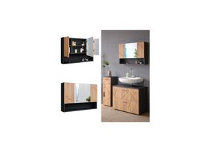 4066731227594 - Spiegelschrank Badspiegel Wandspiegel Irma Anthrazit Eiche 80 cm modern Badezimmer Spiegel Badezimmerschrank Badezimmermöbel Spiegeltür Schranktür Hängeschrank Einlegeboden Regal Ablage