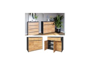 4066731381289 - Sideboard Ruben Goldkraft Eiche 120 x 1016 cm mit Schubladen Vicco