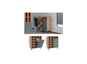 4066731041602 - Wäscheschrank Badezimmerschrank Badschrank Fynn Eiche Grün Wäschekorb