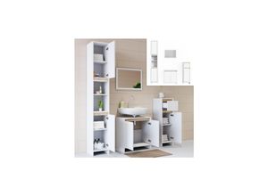 4251421931541 - VICCO Badmöbel Set EMMA Weiß Sonoma Eiche Spiegel Unterschrank Hochschrank Midi