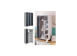 4066731276578 - mobiler Kinderkleiderschrank Dielenschrank Garderobe Doros Weiß modern 100 x 168 cm offen rollbar