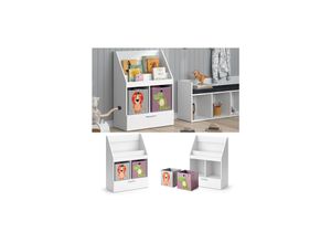 4066731226948 - Kinderregal Bücherregal Wandregal Luigi Weiß 72x96 cm modern Kinderzimmer Regal Spielzeugregal Dekoregal Standregal Aufbewahrungsregal Würfelregal Schublade Ablage Fach freistehend Faltbox