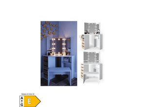 4251421938731 - Eckschminktisch Arielle Weiß Sonoma 110 cm mit led Beleuchtung und Bank Vicco