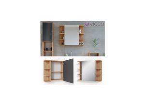 4251421941311 - VICCO Spiegelschrank FYNN 80 x 64 Eiche Anthrazit Spiegel Badspiegel Wandspiegel