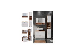 4066731273270 - Badmöbelset Irma Eiche Weiß Hochglanz modern 80 cm 30 cm Badezimmerschrank Badschrank Badezimmermöbel Waschtischunterschrank Spiegelschrank Hochschrank Schranktür Schrankfach Schrankschublade 4066731273270 - Badmöbelset Irma Eiche Weiß Hochglanz modern 80 cm 30 cm Badezimmerschrank Badschrank Badezimmermöbel Waschtischunterschrank Spiegelschrank Hochschrank Schranktür Schrankfach Schrankschublade