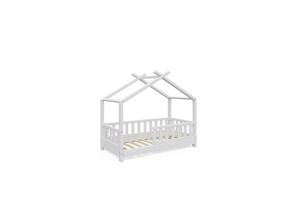 4251421925090 - Kinderbett Design Hausbett Zaun Kinder Bett Holz Haus Weiß 70x140cm