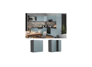 4066731343706 - Hängeschrank Küchenschrank R-Line Solid Anthrazit Blau Grau 60 cm modern