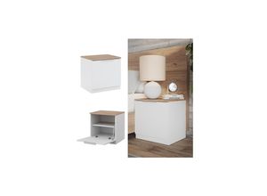 4066731353224 - Nachttisch Betti 50 x 50 cm Weiß Sonoma mit 1 Klappe Schlafzimmer