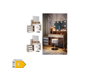 4066731347421 - Schminktisch Anja Weiß Sonoma 1398 cm mit LED Beleuchtung und Hocker Vicco