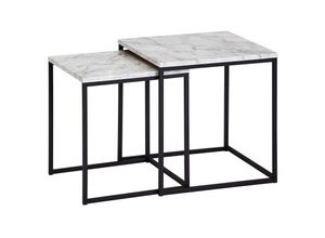 4251745767680 - Marmor-Optik Beistelltisch Set moderne Wohnzimmermöbel robustes Metallgestell 40x425x40 cm und 35x395x35 cm