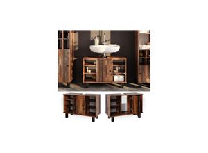4251421997684 - Waschtischunterschrank Badschrank Waschbecken Fynn Old Style Badmöbel 80cm