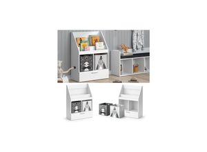 4066731226962 - Kinderregal Bücherregal Wandregal Luigi Weiß 72x96 cm modern Kinderzimmer Regal Spielzeugregal Dekoregal Standregal Aufbewahrungsregal Würfelregal Schublade Ablage Fach freistehend Faltbox