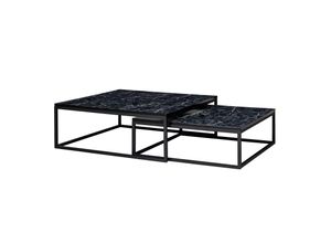 4251745763293 - MARMIX Couchtische 2er Set Quadratisch Marmoroptik Metallgestell 22-27 cm Höhe leicht zu reinigen