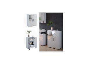 4066731228751 - Spiegelbadschrank Kommode Badezimmermöbel Irma Weiß Hochglanz modern 60x81 cm Badezimmer Schrank Badmöbel Schranktür Schrankfach Ablage Aufbewahrung Dekospiegel