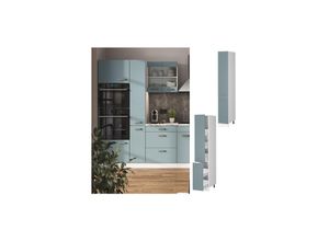 4066731345144 - Apothekerhochschrank Küchenschrank R-Line Solid Weiß Blau Grau 30 cm modern