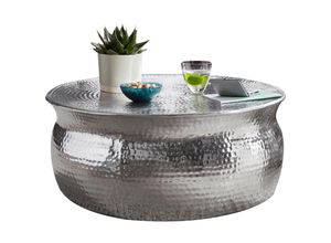 4251745760247 - Orient Couchtisch Handgefertigt Hammerschlag-Aluminium großzügige Ablagefläche