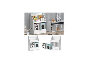 4066731226955 - Kinderregal Bücherregal Wandregal Luigi Weiß 72x96 cm modern Kinderzimmer Regal Spielzeugregal Dekoregal Standregal Aufbewahrungsregal Würfelregal Schublade Ablage Fach freistehend Faltbox