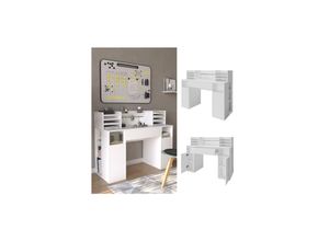 4066731333905 - Schreibtisch Basteltisch XL 1268 x 100 cm Weiß mit Regale Schubfach